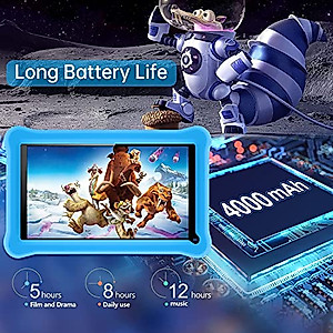 Kids Tablet 7 inch Android 11 Tablet for kids(Ages 2-10),RAM 3GB ROM 32GB with 128GB Expand, Kids Software Pre-installed, Google Certified Tablet,Dual Camera, Bluetooth, WiFi with Shockproof case-Blue