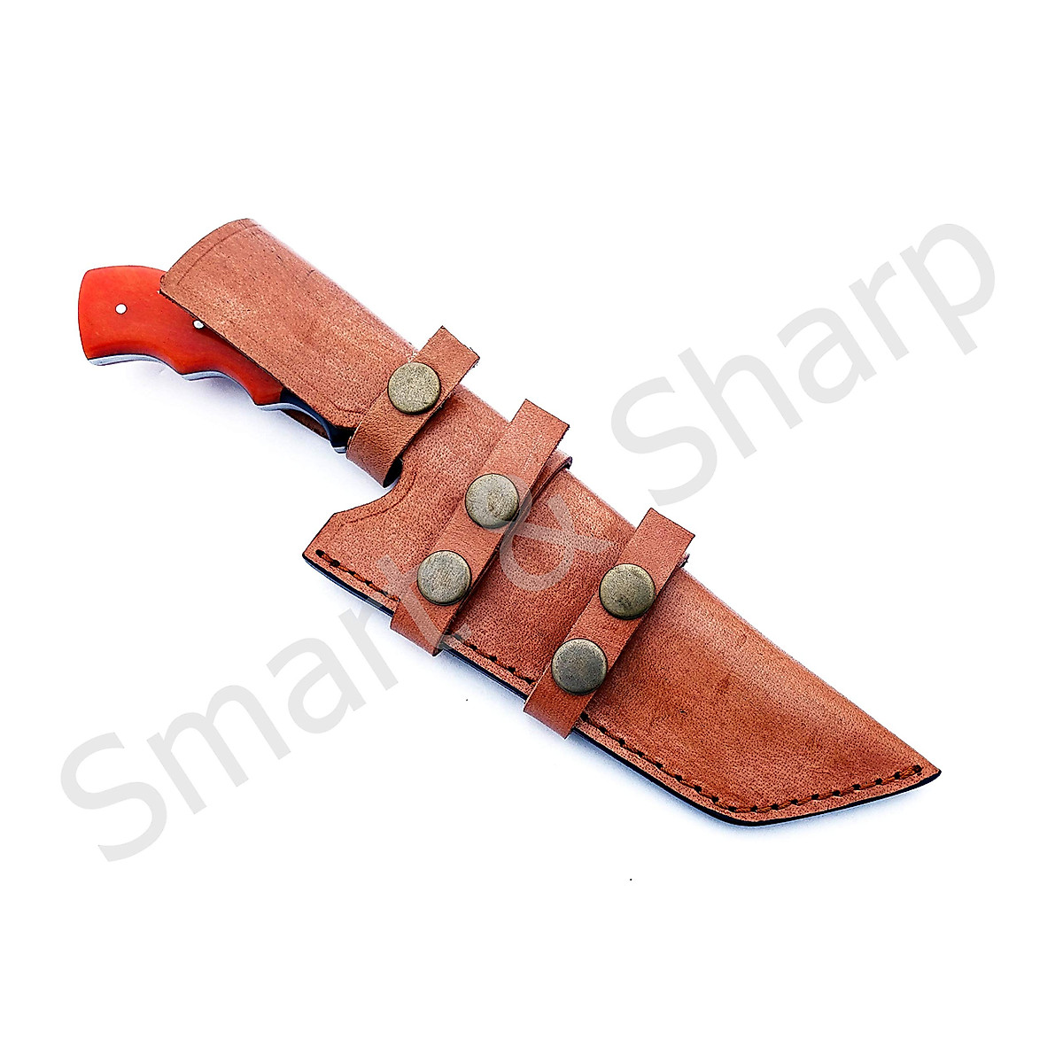 Smart & Sharp Custom Handmade Damascus Steel Hunting Knife/Bowie Knife AA-17129 (Colored Bone and Black Wood)