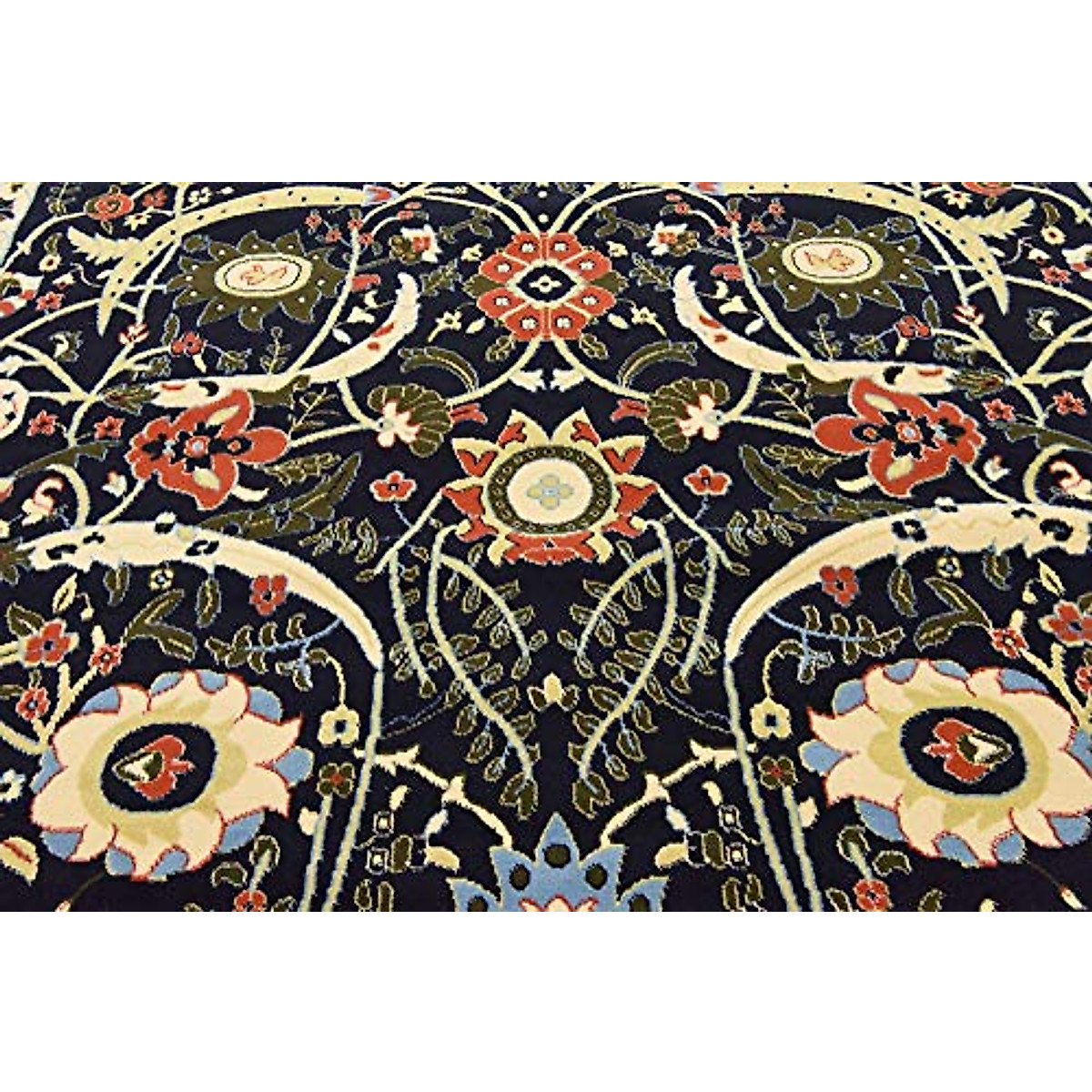 Unique Loom Espahan Collection Area Rug - Cape Cod (7' 10" Square, Navy Blue/ Black)