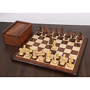 Royal Chess Mall Fierce Knight Staunton Chess Pieces Only Chess Set, Golden Rosewood and Boxwood Wooden Chess Set, 3.5-in King, Weighted Chess Pieces (1.4 lbs)