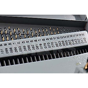 Shars 1/16-1/2", A-Z, #1-#60 HSS Heavy Duty Drill Grade Black & Gold Finish Jobber Drill 135° Point Angle 115 pcs Set 404-2929 L