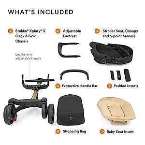 Stokke Xplory X, Signature - Luxury Stroller - Adjustable for Both Baby & Parents’ Comfort - Padding & Harness for Added Safety - Folds in One Step