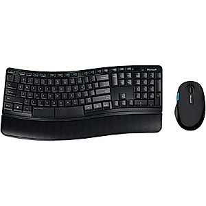 Microsoft Sculpt Comfort Desktop - Black - Wireless, Comfortable, Ergonomic Keyboard and Mouse Combo with Cushioned Palm Rest and USB Wireless Receiver
