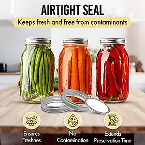 200 pcs (100 pcs Canning Lids + 100 pcs Rings) Regular Mouth Canning Lids and Rings | Bulk Canning Lids Regular Mouth Mason Jar Lids, Split-Type Lids Leak Proof Secure (100 pc - Regular 70mm, Silver)