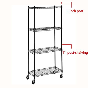 Pusalxl Caster Wheels 3 Inch Threaded Stem Casters Set of 4 Heavy Duty Anti-wear Rubber Industrial Castor Wheels for Wire Shelves,Cart,Furniture,Load Bearing 800 Lbs