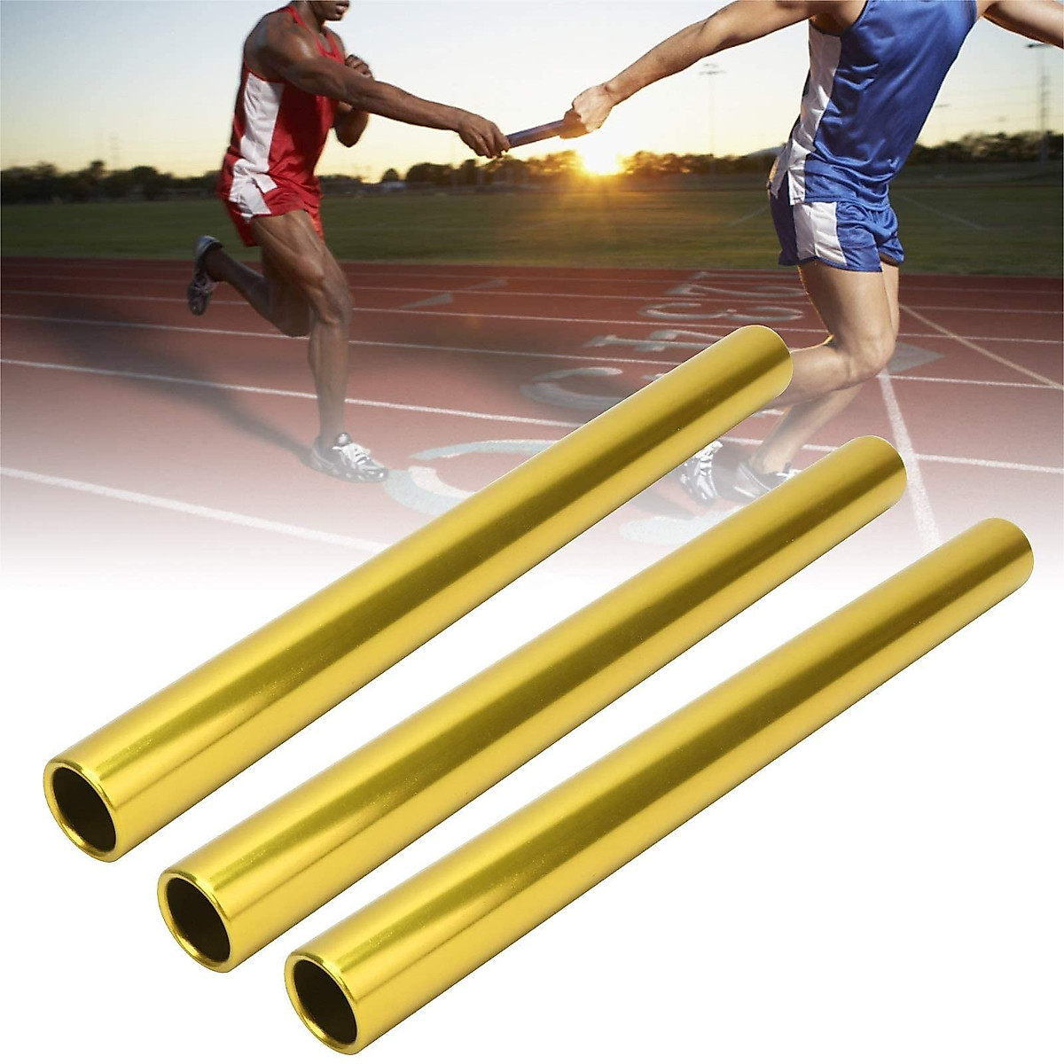 Relay Baton Track Baton,Aluminum Field Race Batons for Students Office Clark Running Outdoor Field Race Tools(Gold)