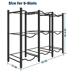 mocomax 5 Gallon Water Jug Rack, Detachable Water Bottle Holder for 9 Bottles, 3 Tier Heavy Duty Water Cooler Jug Rack, Water Bottle Organizer Storage Rack for Kitchen, Office, Living Room, Black