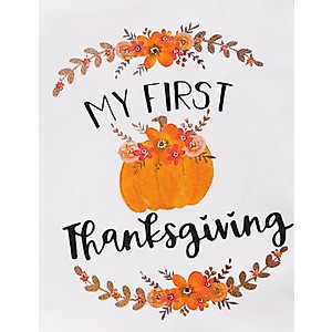 Hipealy My First Thanksgiving Baby Girl Outfits Newborn Pumpkin Long Sleeve Ruffle Romper Pumpkin Floral Skirt fot Infant Fall Outfits 0-18 Months