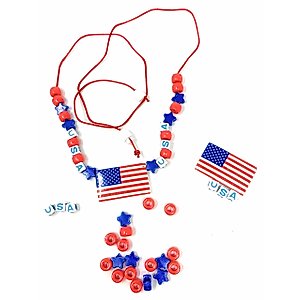 Funiverse Bulk 25 Pack of Kids Patriotic Jewelry Craft Kits - Perfect for Fourth of July, Memorial and Veteran's Day