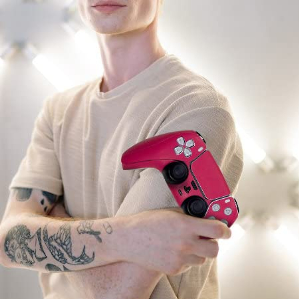 Olixar Controller Skin for PS5 Controller - Dualsense cover - Enhanced Grip - Cosmic Red