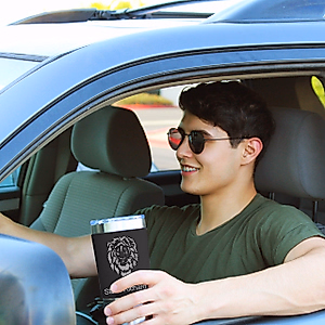 LaserGram 20oz Vacuum Insulated Tumbler Mug, Zodiac Sign Aries, Personalized Engraving Included (Faux Leather, Black)