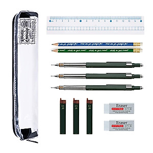 Rough Enough Slim Thin Small Cute Clear Pencil Case Pouch for Kids Boys Girls Adults School Stationary Art Supplies for College Students Teacher Office Aesthetic