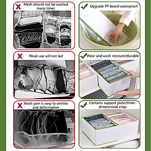 MENGHUONIAN Upgraded Clothes Drawer Organizers, 2/3 Pcs Jeans Compartment Storage Box, 7/9 Grids Clothes Drawer Mesh Separation Box, Anti-Deformation, Washable, Foldable(Gray,2 Pcs Jeans Grid)