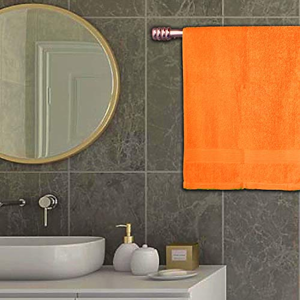 Belizzi Home 8 Piece Towel Set 100% Ring Spun Cotton, 2 Bath Towels 27x54, 2 Hand Towels 16x28 and 4 Washcloths 13x13 - Ultra Soft Highly Absorbent Machine Washable Hotel Spa Quality - Orange