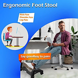Foot Rest Under Desk ,6 Height Adjustable Foot Rest with Massage Surface, Ergonomic Foot Stool for Desk.