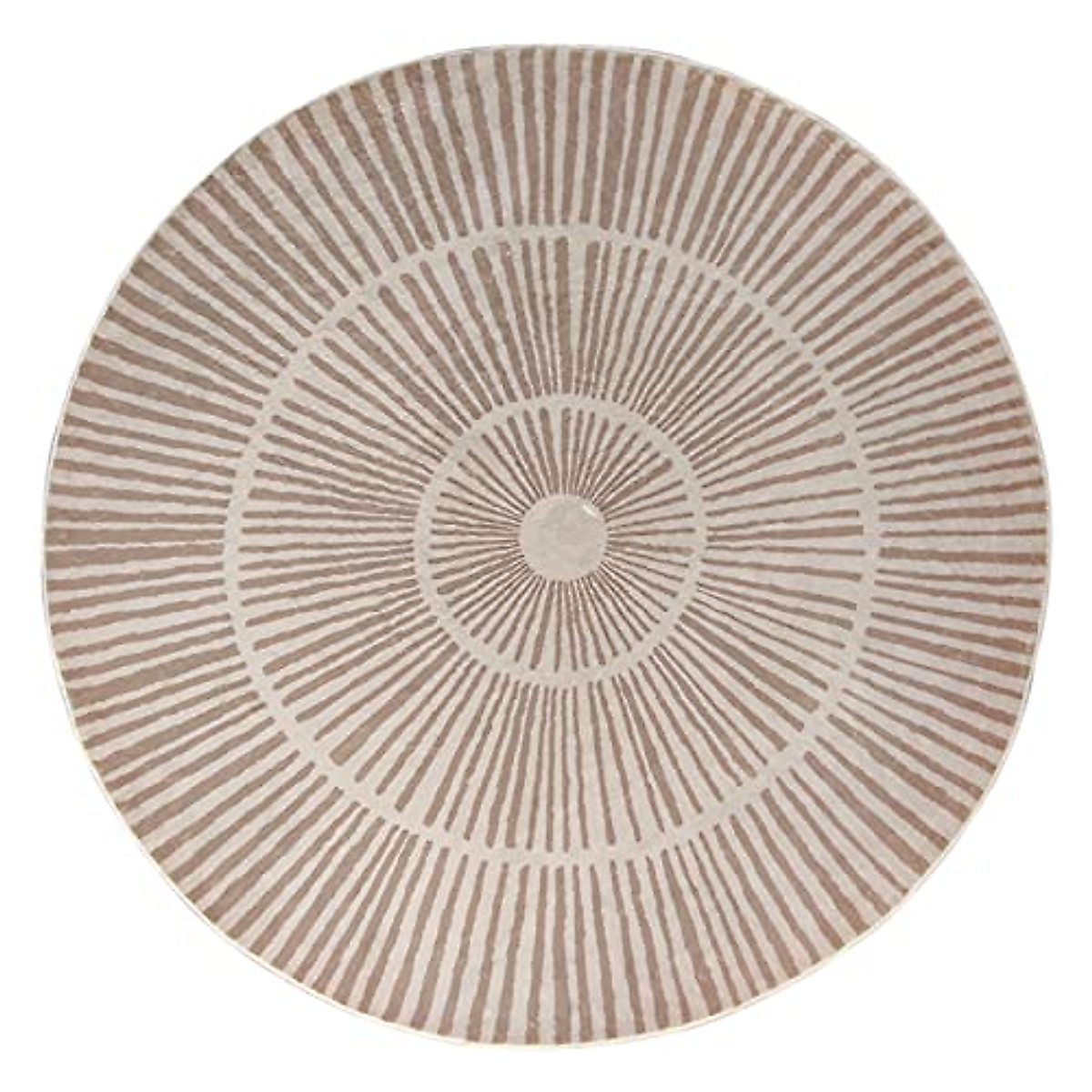 Lacomfy Modern Rug 4Ft Round Contemporary Abstract Rug Geometric Area Rug Carpet for Bedroom Nonslip Circle Rugs Artistic Faux Wool Rug 4’x4’ Shaggy Farmhouse Rug for Living Room Dorm Decor, Coffee