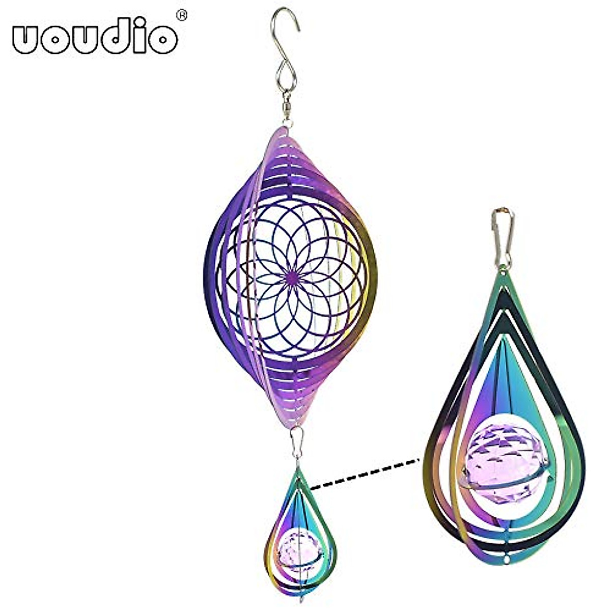 UOUDIO Stainless Steel Wind Spinner- 3D Indoor Outdoor Garden Decoration Crafts Ornaments (Dreamcatcher)