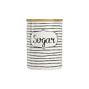 10 Strawberry Street Coffee, Sugar, Flour Kitchen Canister Set, 3 Piece, Everyday Black/White
