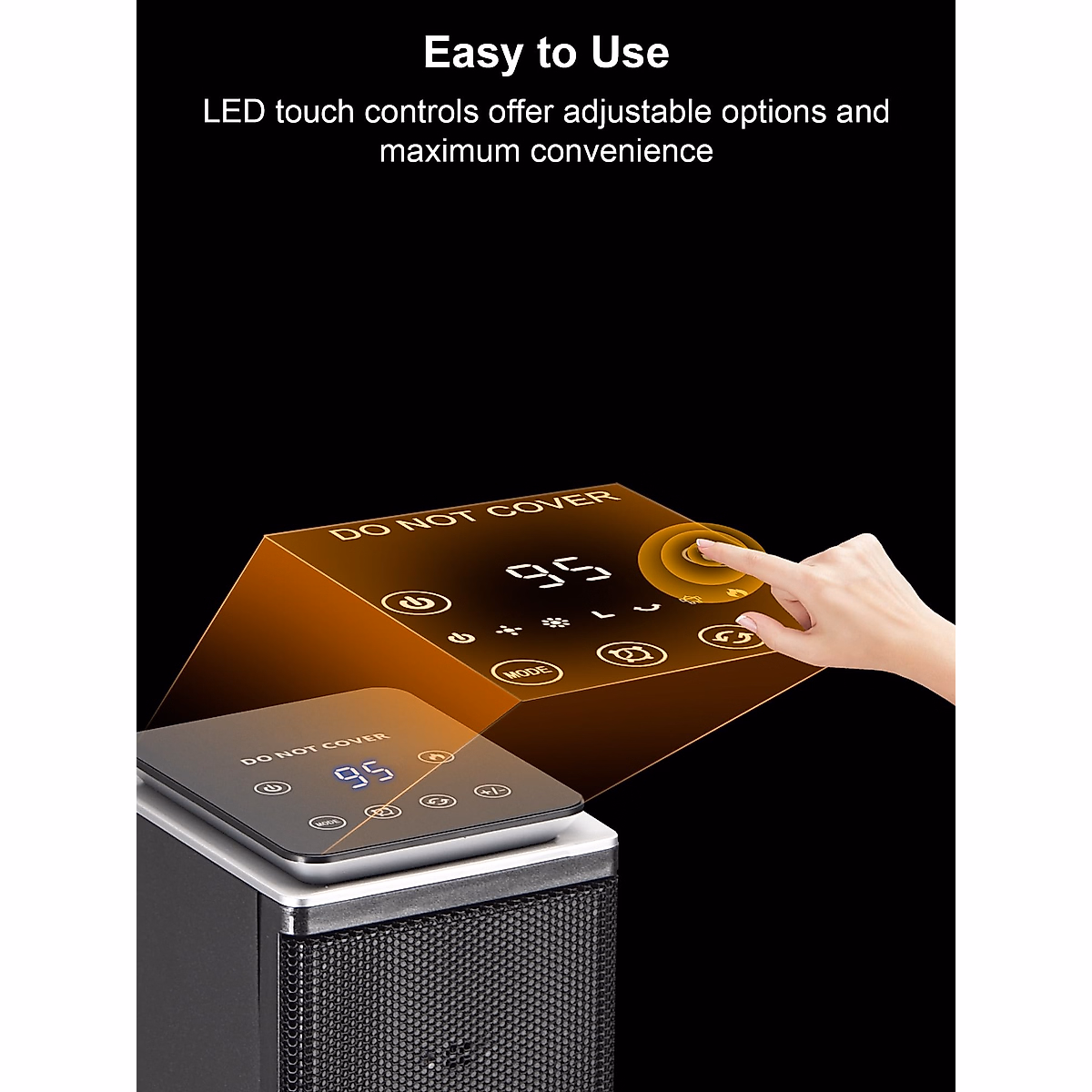 SUNGDOGIN Space Heater Indoor Use for Large Room,1500W Tower Heater W/Thermostat,32" Heater Bedroom,Room Heaters for Indoor Use W/Remote,Ceramic Heaters for Indoor Use W/ 90° Oscillating 24H Timer