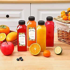 Moretoes 42pcs 16oz Plastic Juice Bottles with Caps, Refrigerator Juice Container with Lid, Reusable Container and Clear Beverage Bottle Can Hold Juice, Smoothies, Milk