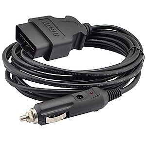 OLLGEN 3M/10ft OBD II Vehicle ECU Emergency Power Supply Cable Memory Saver with Alligator Clip-On 12V Car Battery Cigarette Lighter Power Socket Extension Cable