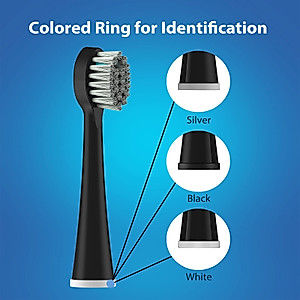 Replacement Brush Heads for Waterpick Sonic Fusion 2.0 Flossing Toothbrush with Cover, Compact, 5 Count White + 5 Count Black, Soft Bristles