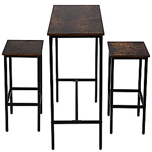 VEVOR 39" Bar Chairs Pub Table Set w/ 2 Stools, Brown