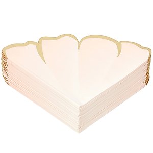 BLUE PANDA 50 Pack Pink & Gold Petal Floral Paper Napkins, 6.25x6 Inches, Scalloped Napkins for Birthday, Wedding, Bridal Shower, Tea Party & More