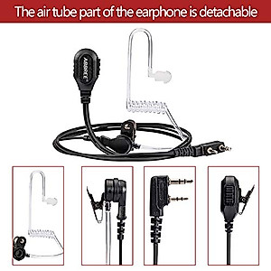 BAOFENG ABBREE Original Air Acoustic Tube Walkie Talkie Earpiece 2-Pin Detachable Two Way Radio Headset Compatible with Ham Radio UV5R UV-82 BF-888S BF-F8HP Series(1Pack)