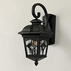 Ksainiy Waterproof Garden Light Retro Glass Lantern Shape Wall Lights Sconce for Yard Home Stairs Patio Garden Driveway Outdoor Decoration Edison Wall Light