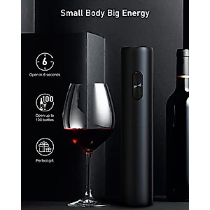 SENZER Electric Wine Opener Battery Operated Bottle Openers Reusable Wine Corkscrew for Kitchen Home Bar Restaurant - Black