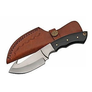 SZCO Supplies Stainless Steel Horn Guthook Hunting Knife, Black