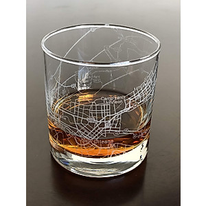 Rocks Whiskey Old Fashioned 11oz Glass Urban City Map New Orleans Louisiana