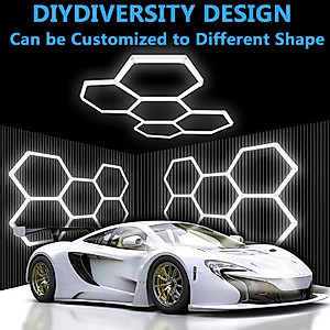 DHXYHQY Hexagon Garage LED Light, Honeycomb Garage Lights, 168W 20736LM 6500K White Super Bright 5 Grid Systems Hexagon Ceiling Light, Suitable for Garages Gyms Basements Barber Shop