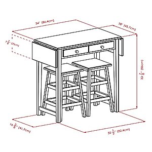 Winsome Mercer Double Drop Leaf Table with 2 Stools