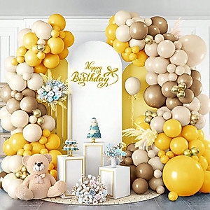 Orange Brown Nude Balloon Arch Kits - 134Pcs Orange Apricot Tan Latex Balloons Garland - Ideal for Neutral Baby Shower Gender Reveal Sunflower Bee Theme Birthday Party Decorations Supplies