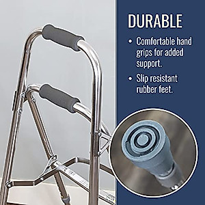 DMI Folding Hemi-Walker Provides Support, Aluminum, Silver, 30'- 35', FSA & HSA Eligible, Lightweight, Superior Support, Comfortable Hand Grips, Easy To Open And Close