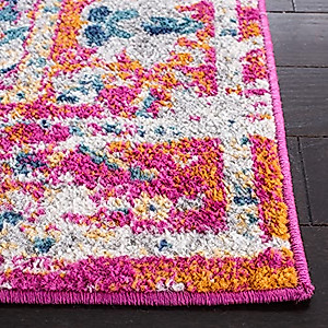 Safavieh Madison Collection 9' x 12' Fuchsia/Gold MAD154R Boho Chic Medallion Non-Shedding Area Rug