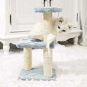 Small Cat Scratching Toy-Small Kitten Toy, Cat Toys for Indoor Cats, Kittens Post and Dangling Ball for Indoor Kittens and Cat Tree Small, Great for Kittens, Made for Kitten and Small Cat 16" Height