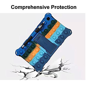 ALHBEJT Tablet Case for Galaxy Tab A7 Lite 8.7" 2021|SM-T220/T225/T227 Silicone Case Cover with Stand Lanyard Pen for Samsung Tab A7 Lite Pop Anxiety Relief Fidgets(Colorful Blue)