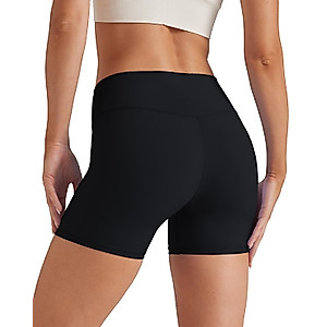 keriffe Womens Crossover Biker Shorts 5" 10" High Waisted Yoga Workout Athletic Running Spandex Shorts