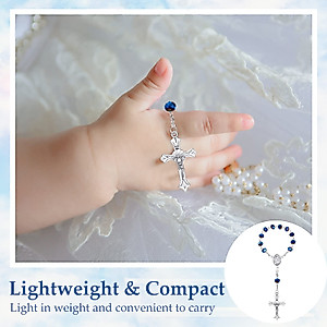 Sureio 100 Pcs Baptism Favors Set Baptism Rosary Set Including 50 Mini Rosary Baptism Favors 50 Organza Bags for Baby Shower Wedding Supplies Gifts for Christening Weddings First Communion Gift