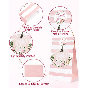 Pumpkin Candy Bags Little Pumpkin Party Gift Bags Fall Birthday Thanksgiving Party Favor Bags Party Supplies Loot Bags Goodie Bags with Thank You Stickers, Set of 24