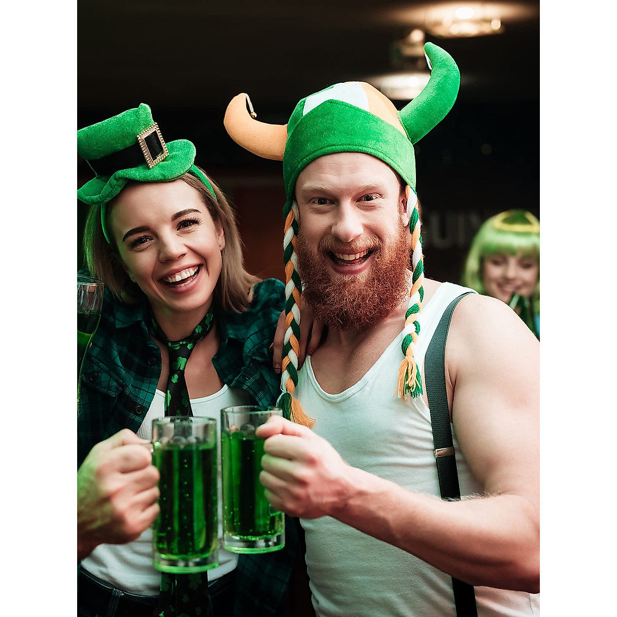 SATINIOR Suspender and Bow Tie Set 80s Clip on Suspenders for Men Women(Green)