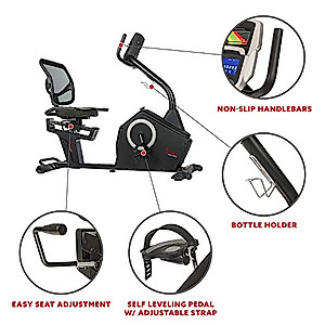 Sunny Health & Fitness Programmable Recumbent Bike - SF-RB4850, Black