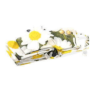 senya White Daisy Compact Travel Umbrella Sun and Rain Windproof Auto Open Close Folding Umbrella