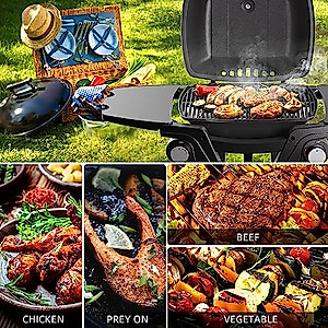 Portable Gas Grill, Portable Propane Grill, Propane Gas Grill, 24,000 BTU Outdoor Tabletop Small BBQ Grill with Two Burners, Removable Side Tables, Gas Hose and Regulator, Built in Thermometer, Black