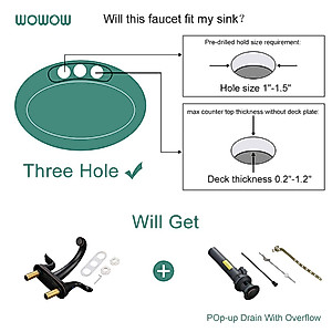 WOWOW Bathroom Faucet 4 inch Centerset Oiled Rubbed Bronze Bathroom Sink Faucet Lift Rod Drain Assembly Stainless Steel Faucets for Bathroom Faucet Retro Lavatory Faucet