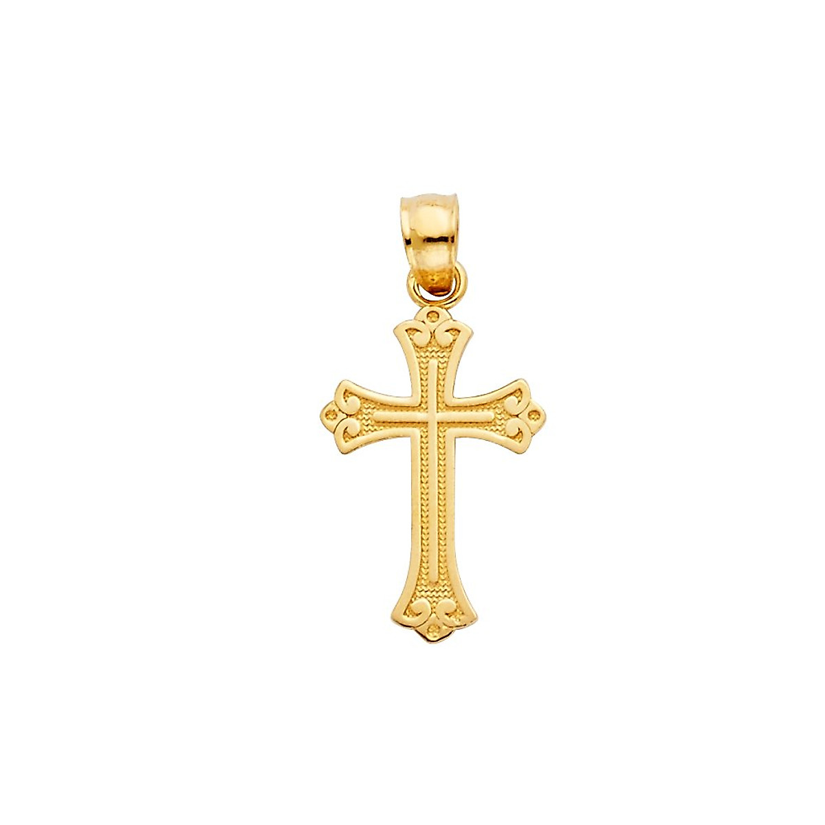 14K Yellow Gold Cross Pendant with 1.9mm Figaro 3+1 Chain Chain Necklace - 16"