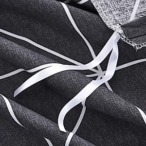 Wake In Cloud - Dark Gray Duvet Cover Set, 100% Cotton Bedding, Grey with White Geometric Pattern Printed, Zipper Closure (3pcs, Full Size)